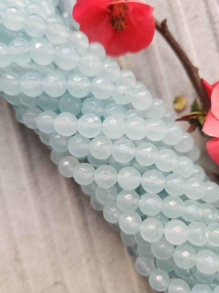 8 MM Faset Akuamarin Ceyt Kuvars Taşı - Eminönü Boncuk